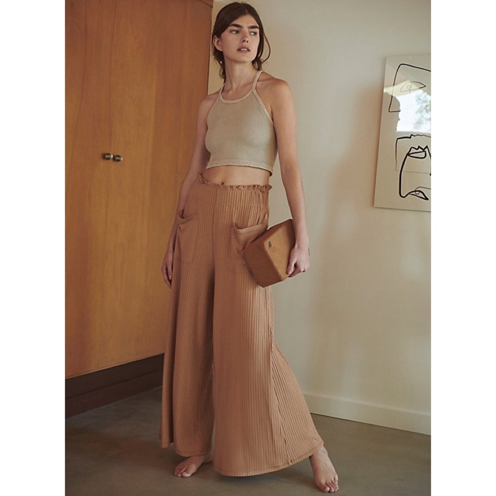 Free People Movement Blissed Out Ribbed Wide Leg Pant… - Gem
